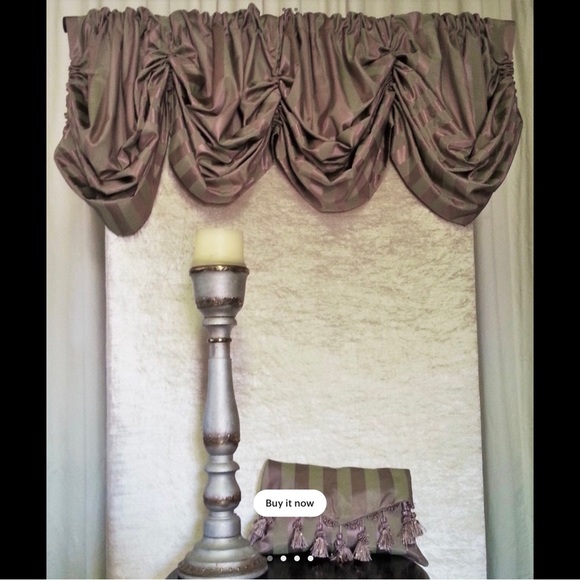 Custom made | Accents | Valance In Green And Rose Color Fabrics ...